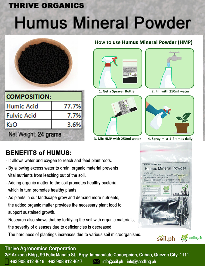 Thrive Organics Humus Mineral Powder (HMP) 24 Grams - Soil Ph